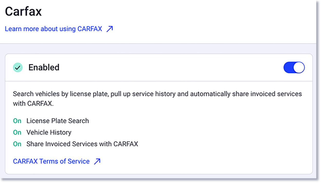 CARFAX Integration – Shopmonkey