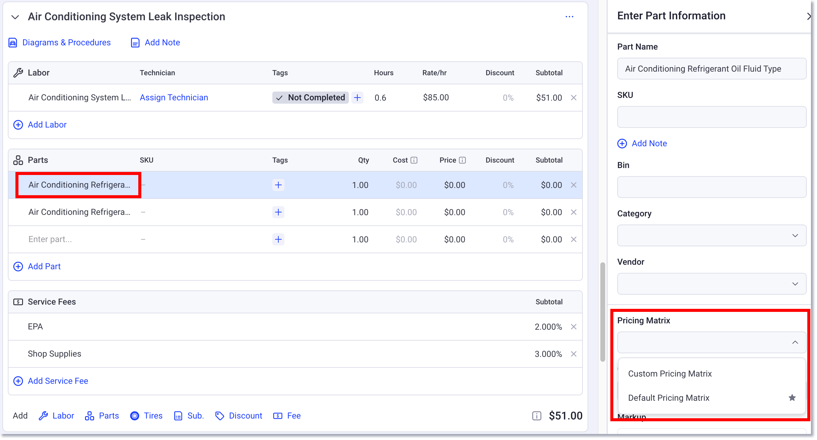 Add a Pricing Matrix – Shopmonkey