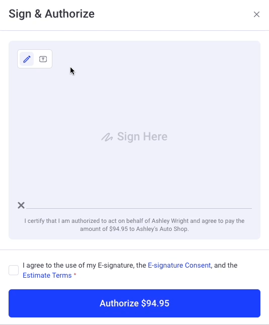Customer E-Signatures to Authorize Services – Shopmonkey