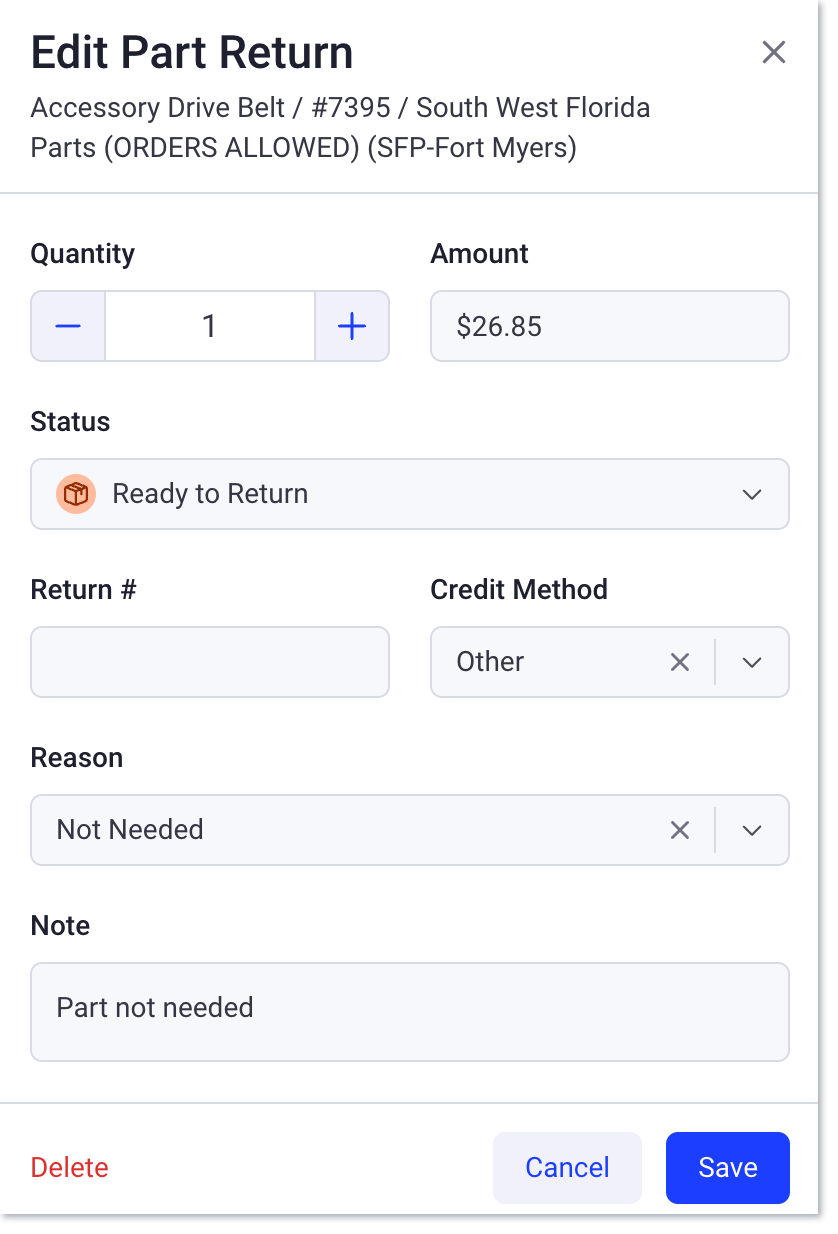 Track Part Returns – Shopmonkey