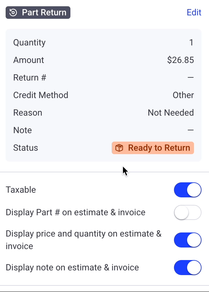 Track Part Returns – Shopmonkey