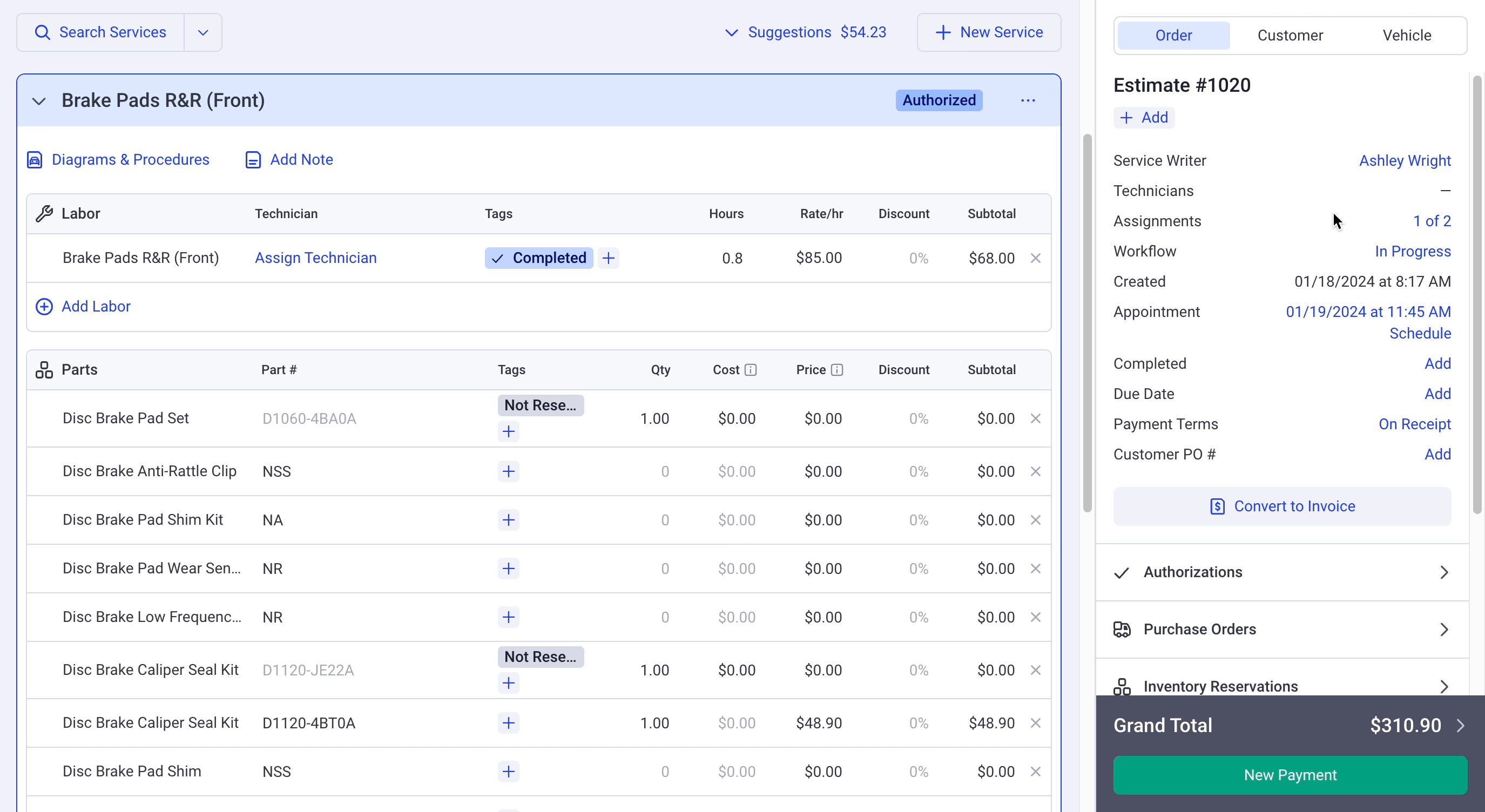 Reserve Parts – Shopmonkey