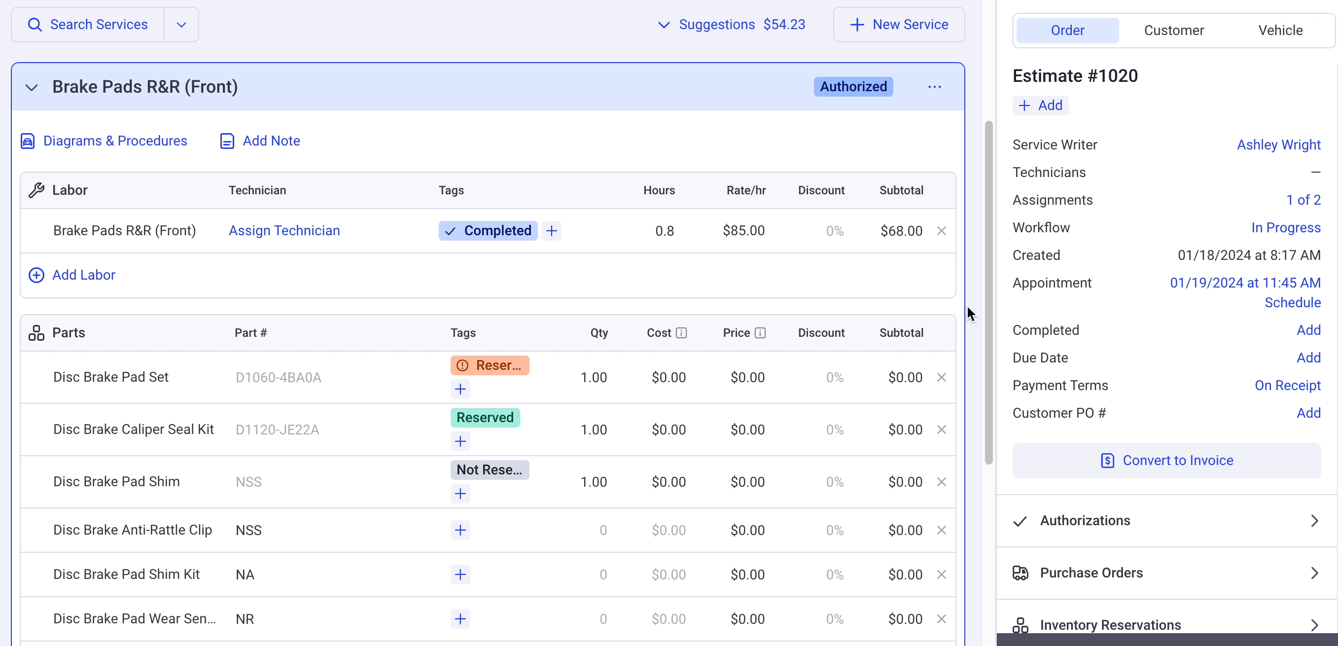 Reserve Parts – Shopmonkey