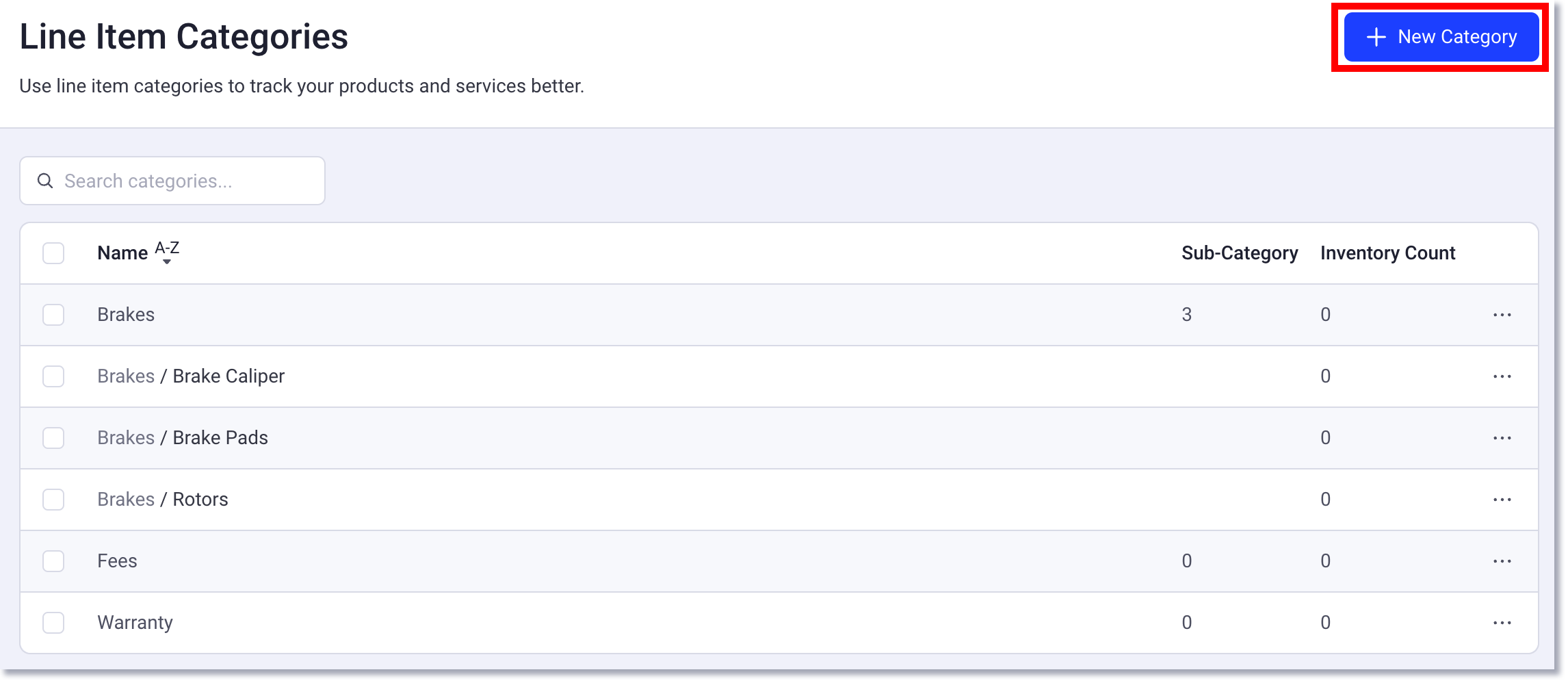 Line Item Categories – Shopmonkey