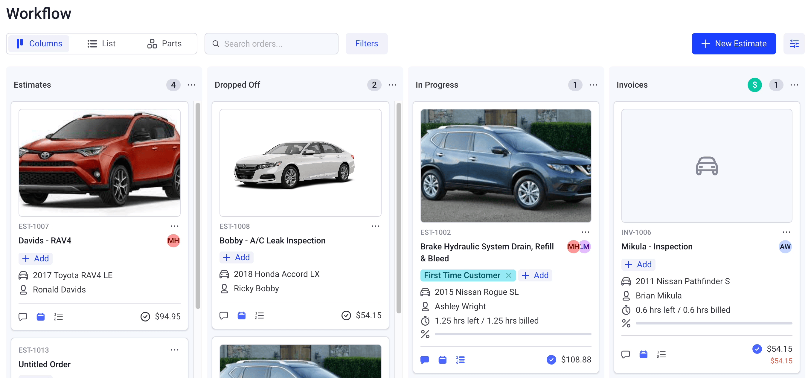 Workflow Views – Shopmonkey