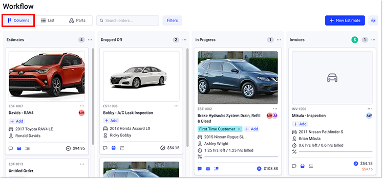 Workflow Views – Shopmonkey