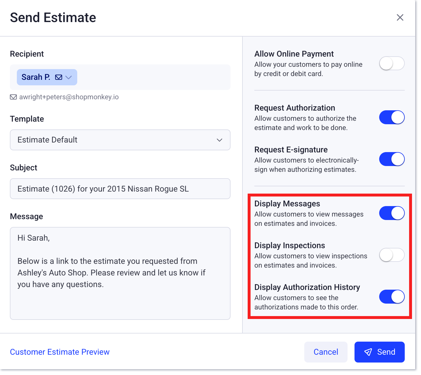 Send Estimates & Invoices – Shopmonkey