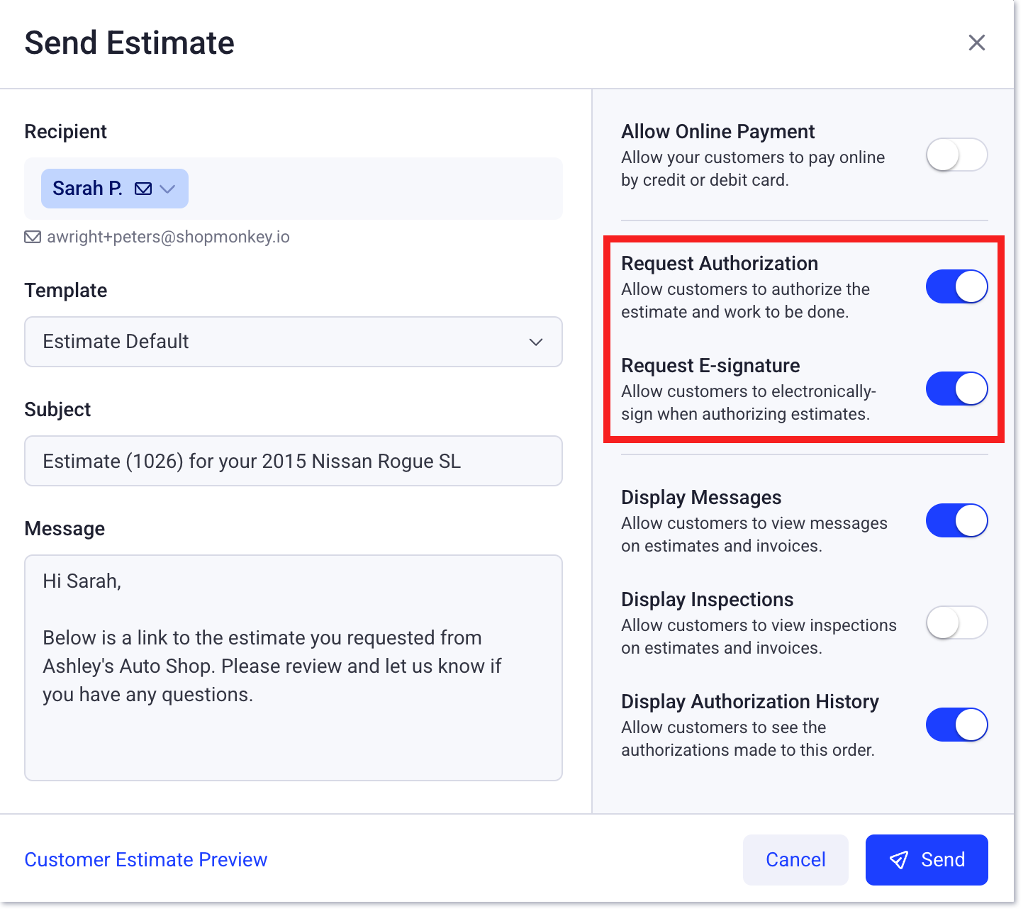Send Estimates & Invoices – Shopmonkey