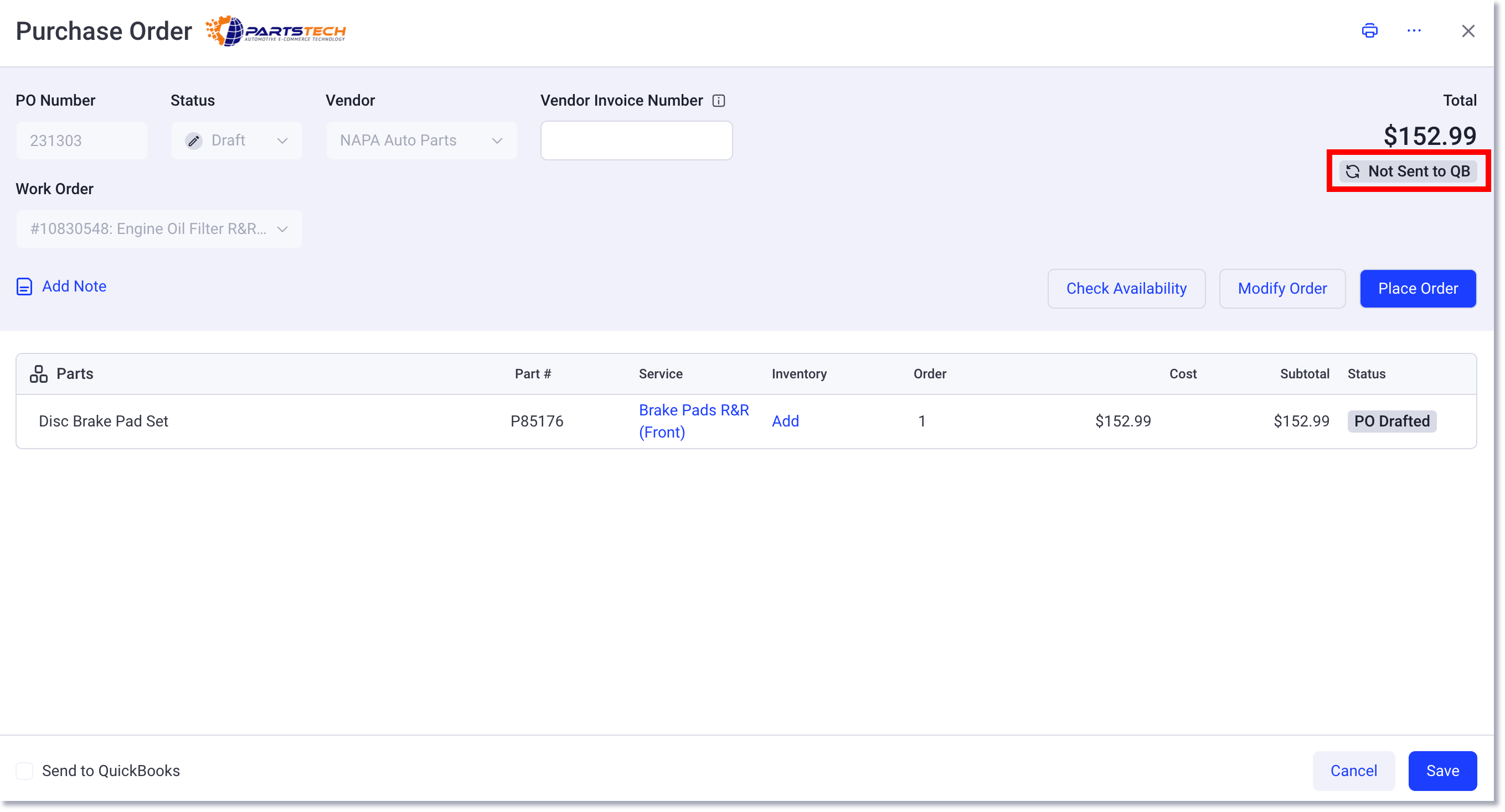 Send Purchase Orders to QuickBooks – Shopmonkey