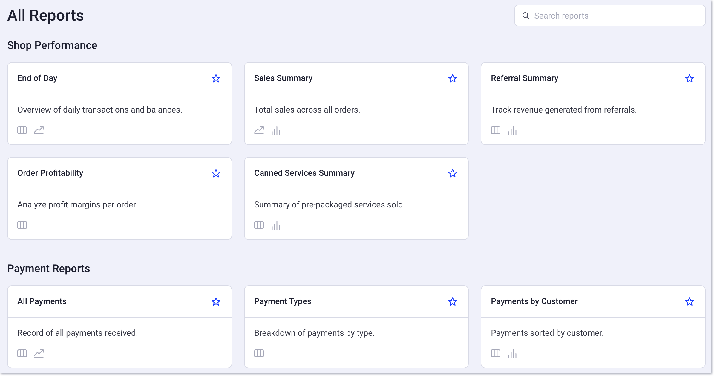 All Reports Page – Shopmonkey