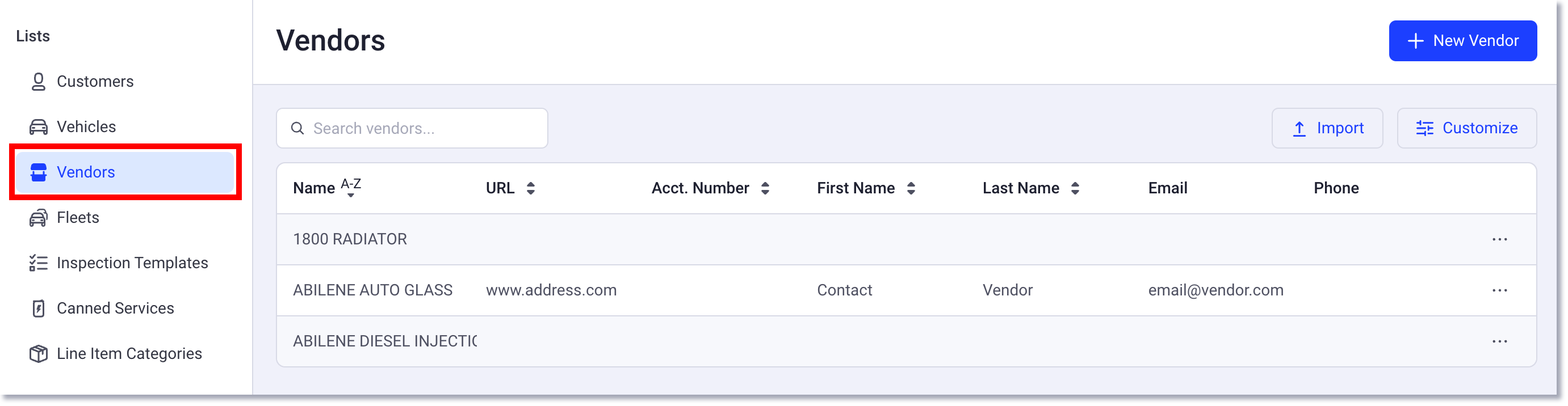 Lists Page – Shopmonkey