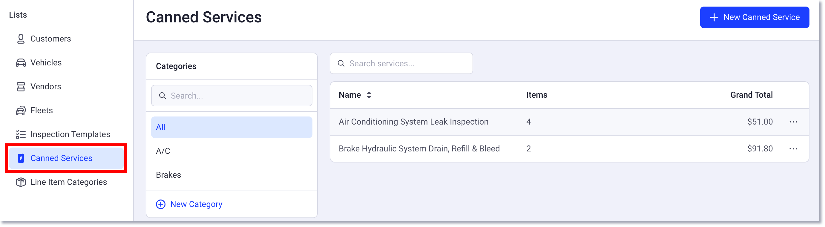Lists Page – Shopmonkey