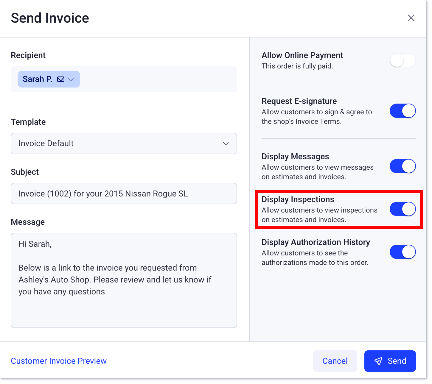 Send Inspections to Customers – Shopmonkey
