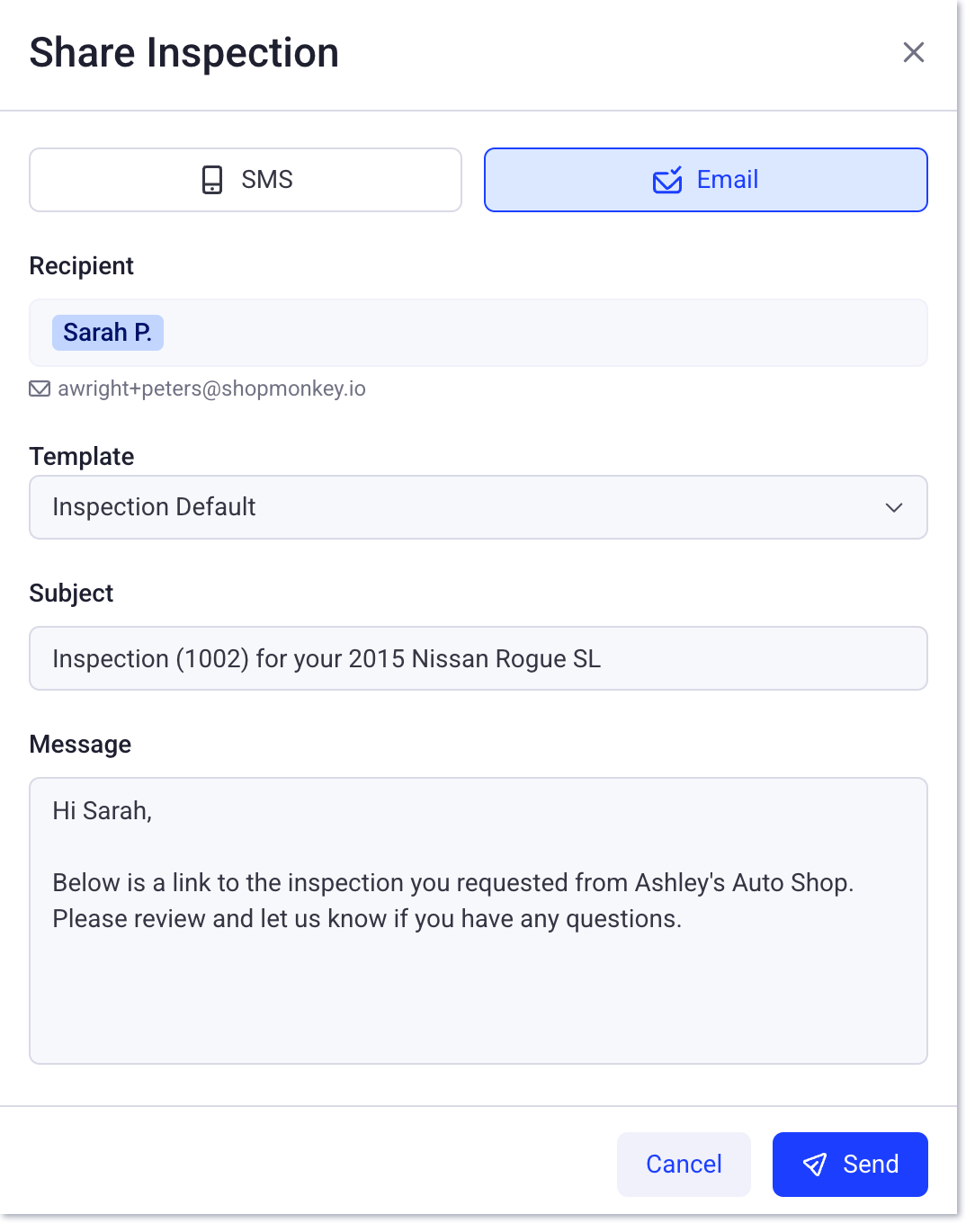 Send Inspections to Customers – Shopmonkey