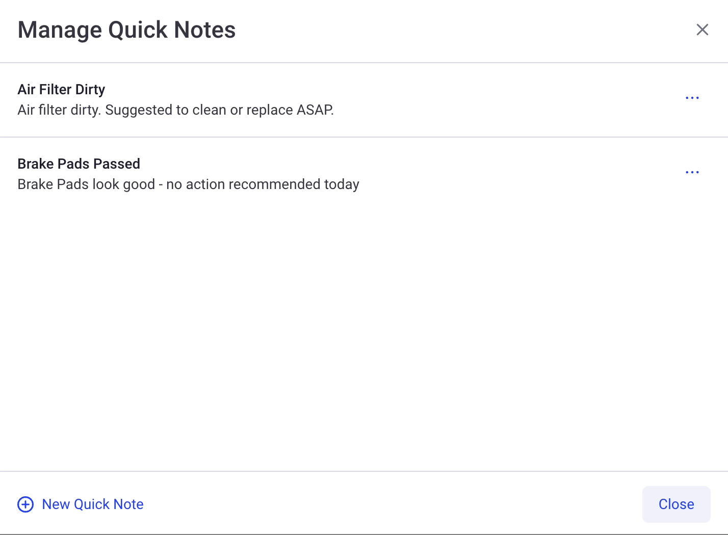 Administrar notas rápidas de inspección – Shopmonkey en español