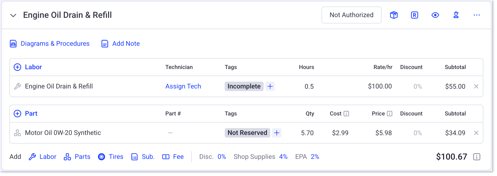 Service Card Condensed View vs Standard View – Shopmonkey